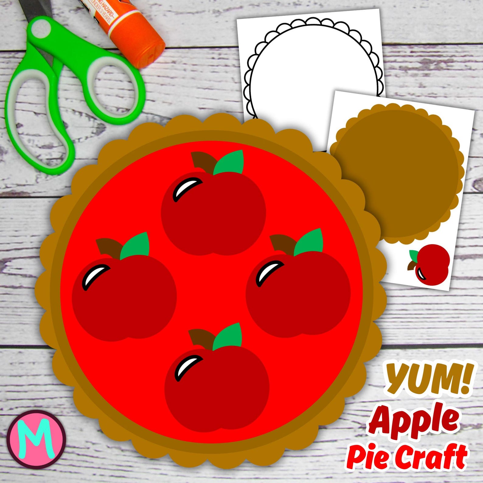 Apple Pie Craft Template: Cut & Glue Paper Craft (PDF) - Etsy