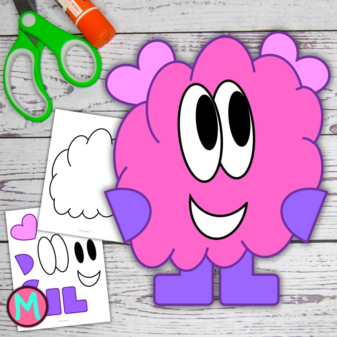 Valentine Monster Craft Template: Kids Cut & Glue Activity (PDF ...