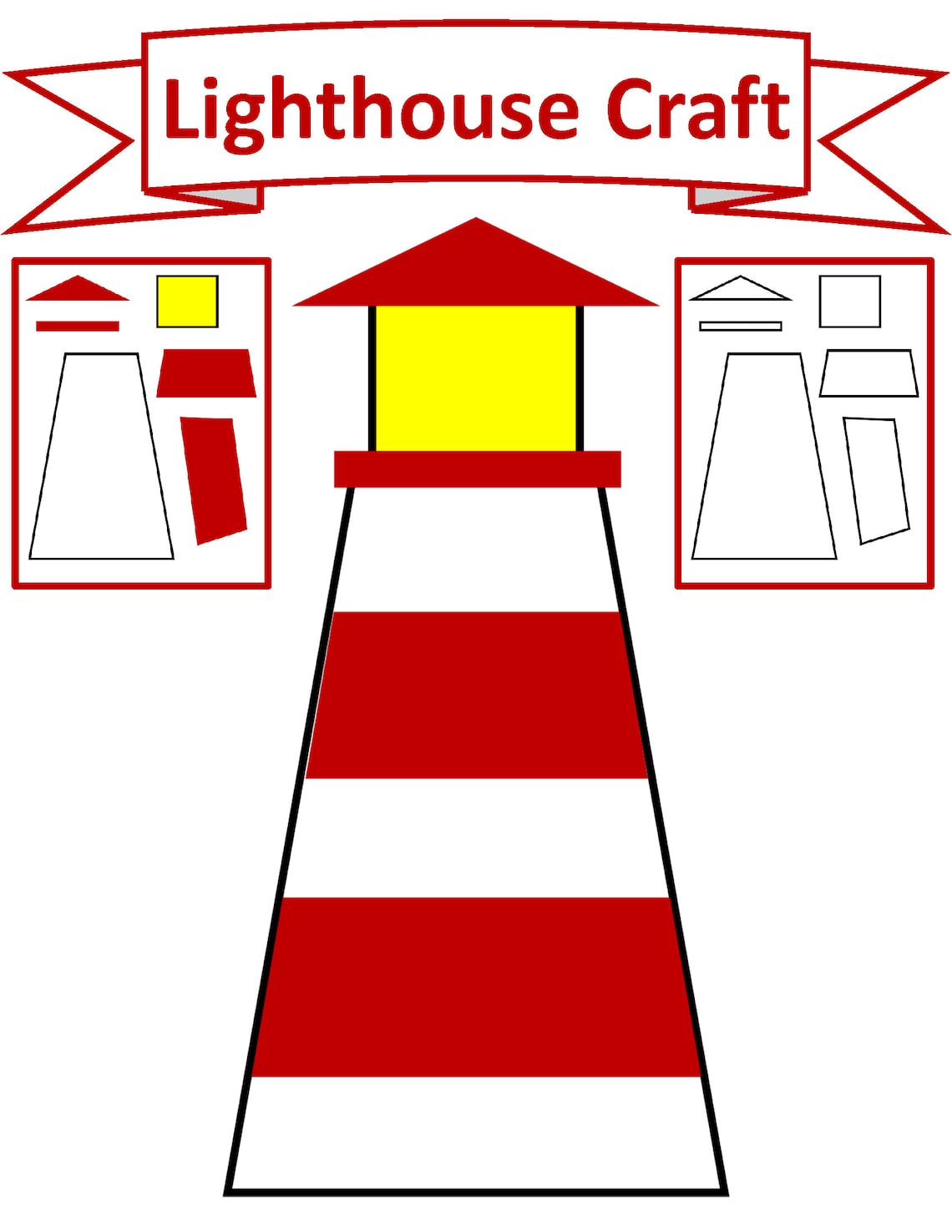 Lighthouse Craft Template for Kids, Pattern for Preschool, Kindergarten ...