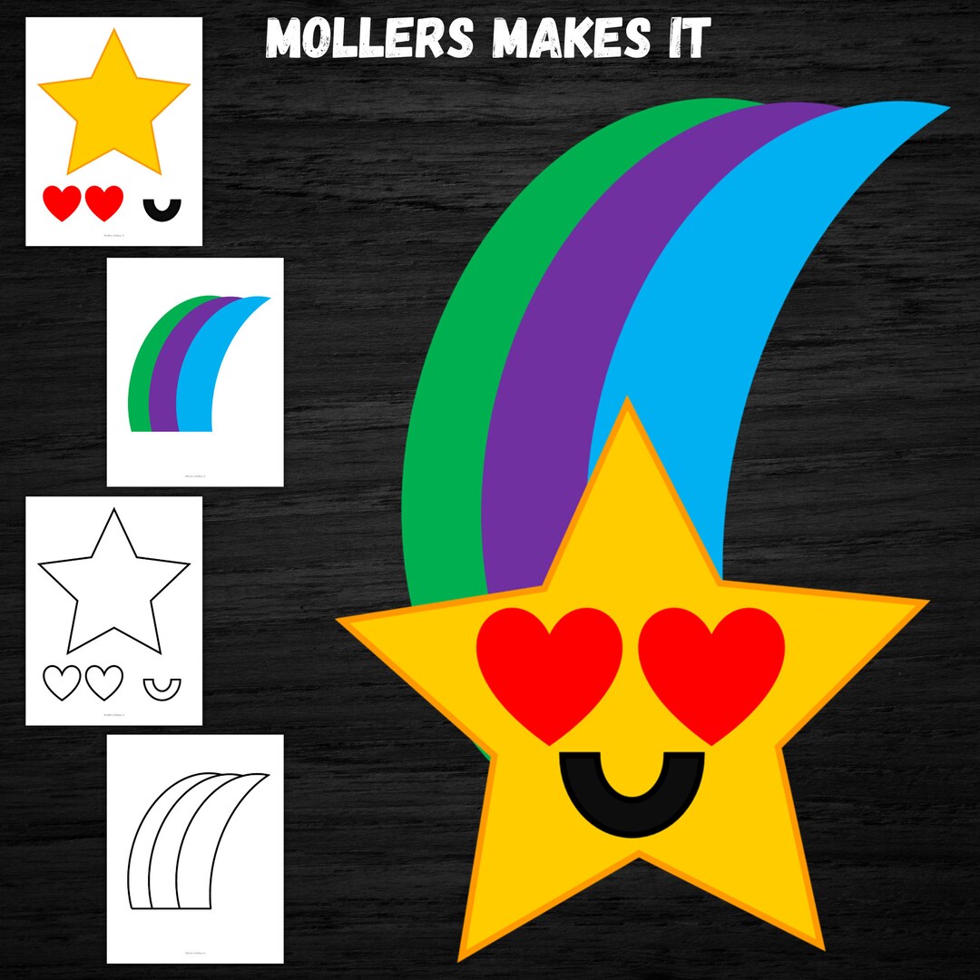 Shooting Star Paper Craft Template for Preschool - Etsy