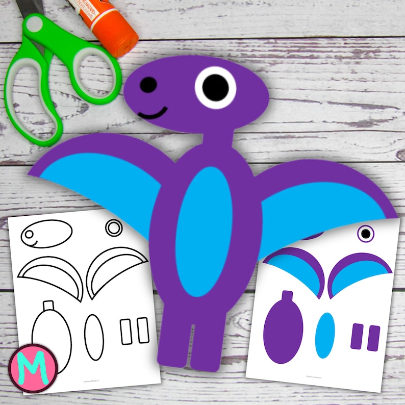 Pteranodon Dinosaur Craft Template: Cut and Glue Activity (PDF) - Etsy