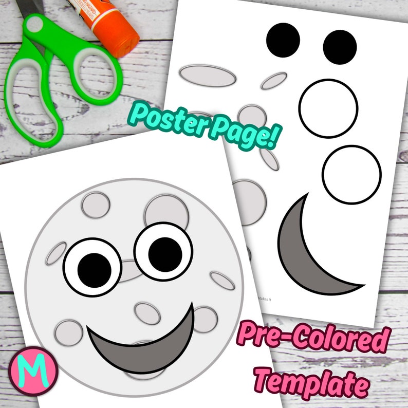 Moon Craft Template for Toddlers, Simple Cut and Glue Preschool Craft ...