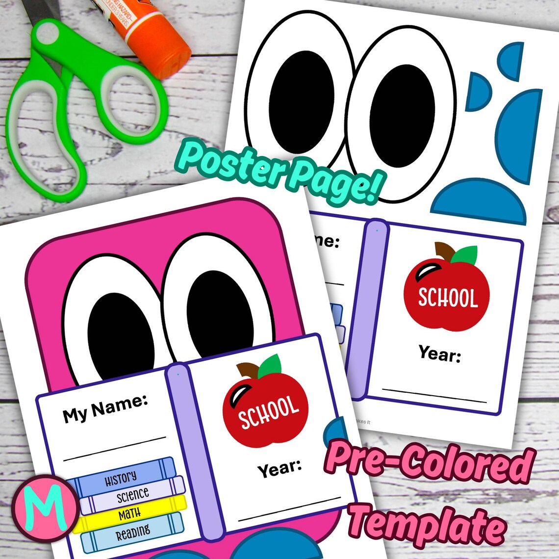 Pink School Monster Craft Template: Back to School Activity (PDF) - Etsy