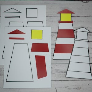 Lighthouse Paper Craft Template: Cut & Glue Activity (PDF Download) - Etsy