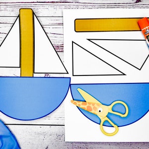 Sailboat Craft Template for Kids, Cut and Glue Preschool Activity ...