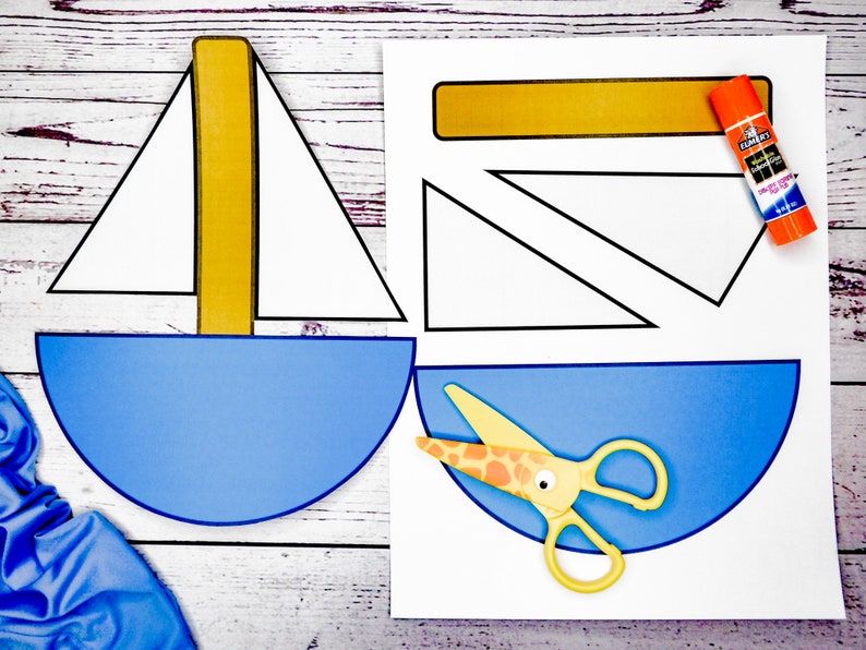 Sailboat Craft Template: Cut & Glue Activity (PDF Download) - Etsy