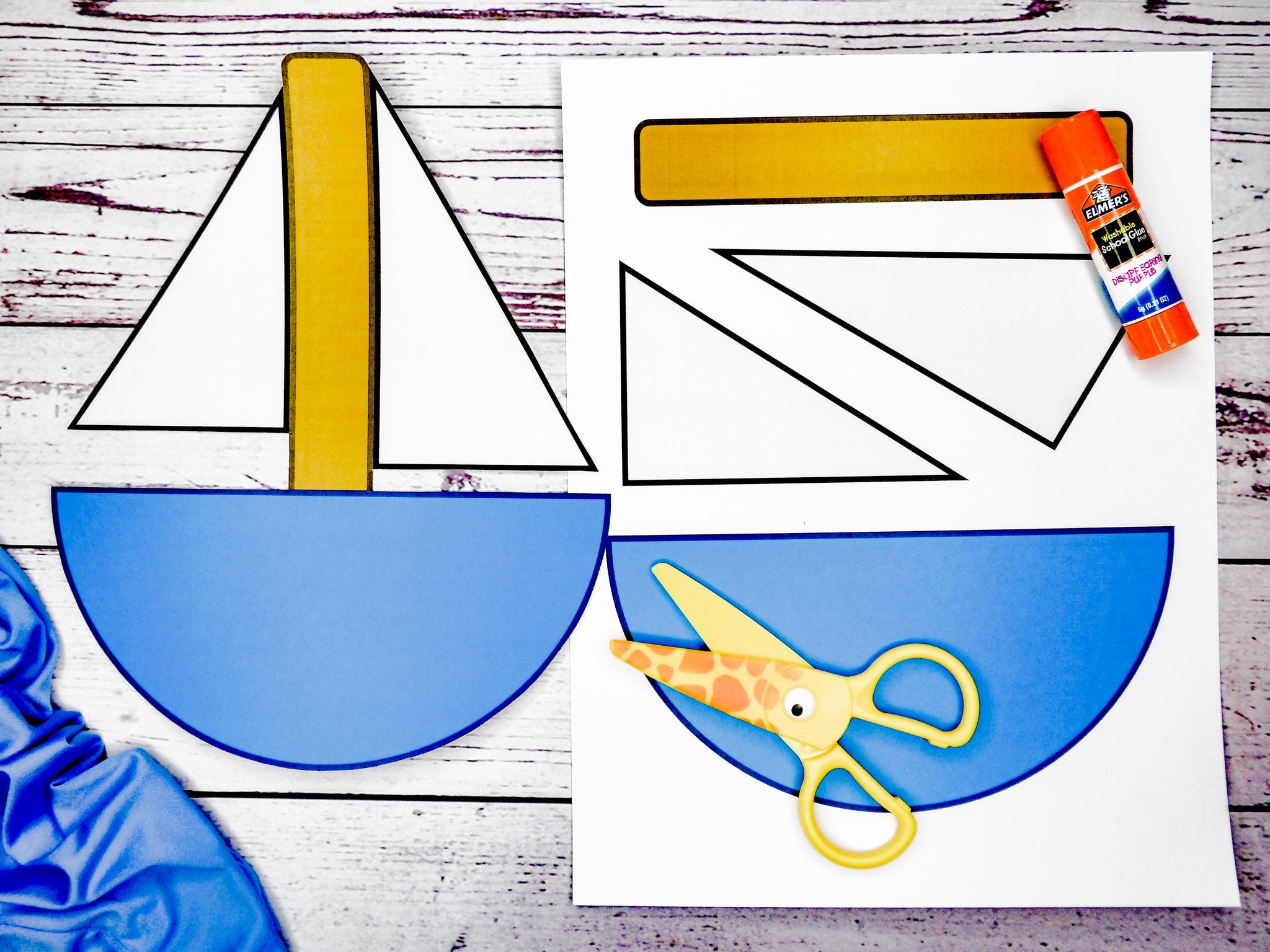Sailboat Craft Template: Cut & Glue Activity (PDF Download) - Etsy