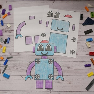 Robot Paper Craft Template: Cut and Glue Activity (PDF) - Etsy