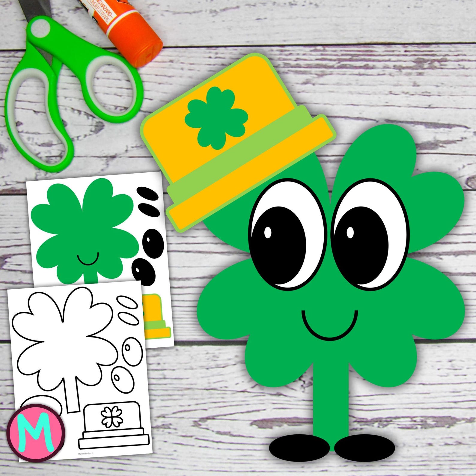 St. Patrick's Day Clover Person Craft Template: Cut & Glue Paper Craft ...