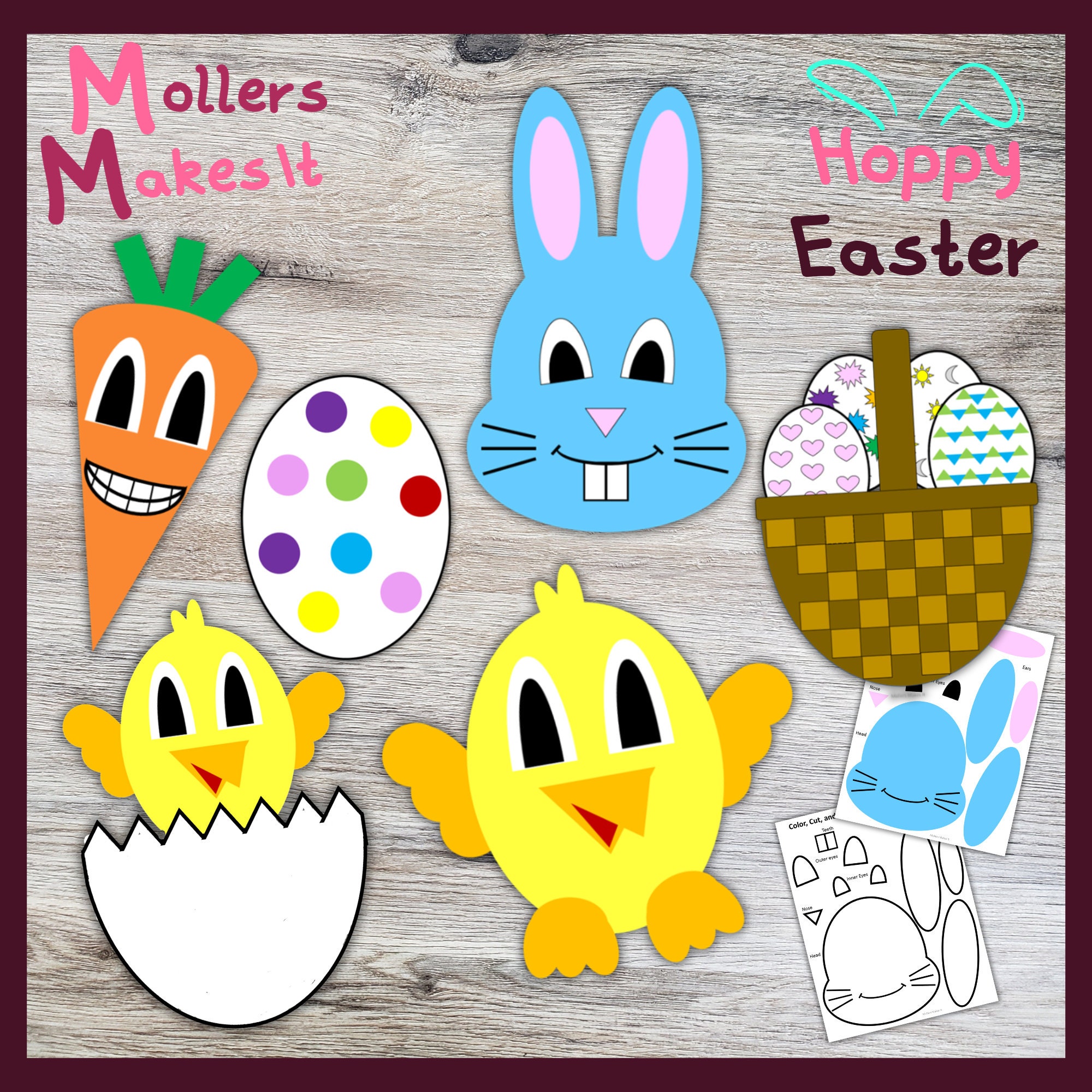 Easter Craft Template Bundle for Kids, Cut and Glue Crafts for ...
