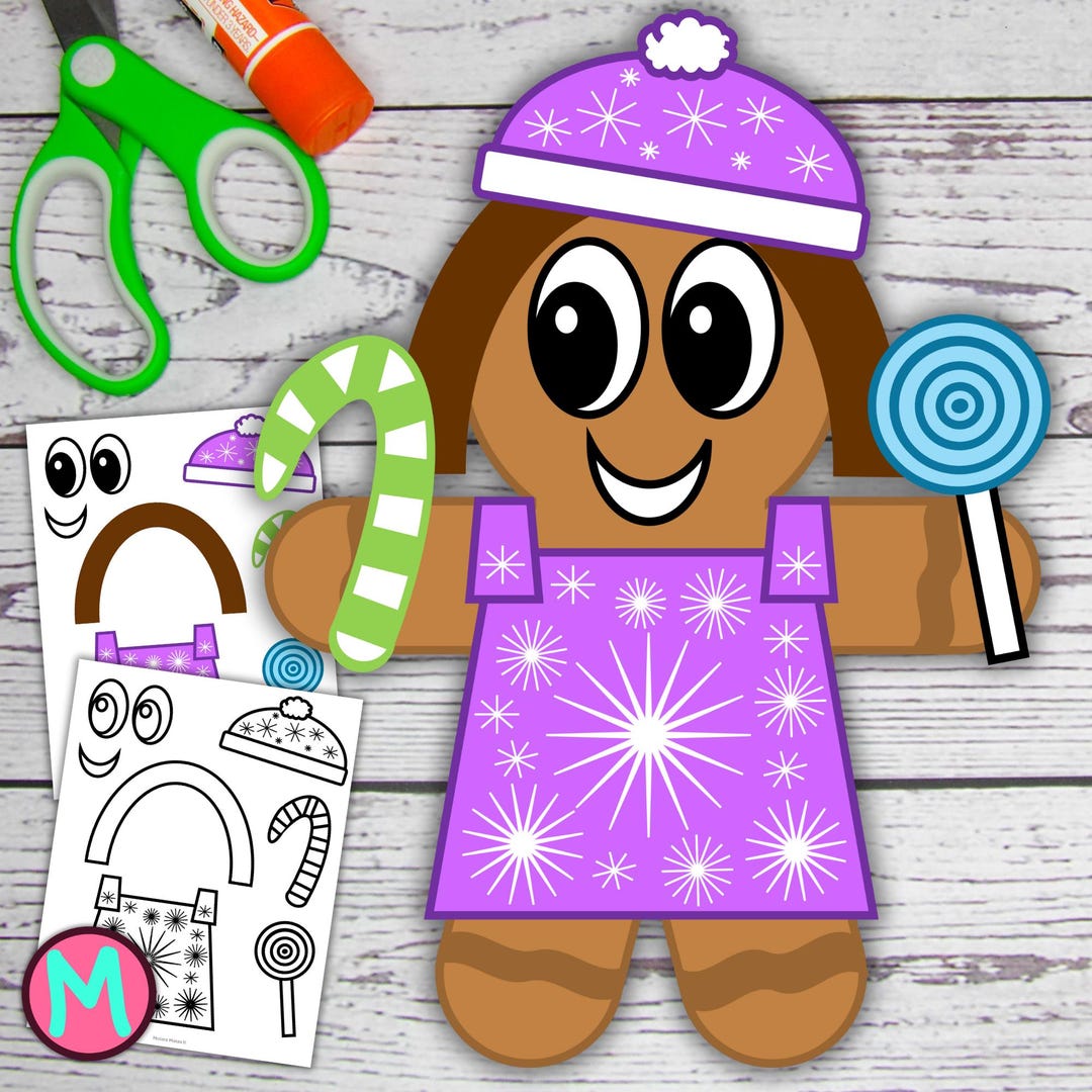 Gingerbread Girl Craft Template: Holiday Paper Craft for Kids (PDF) - Etsy