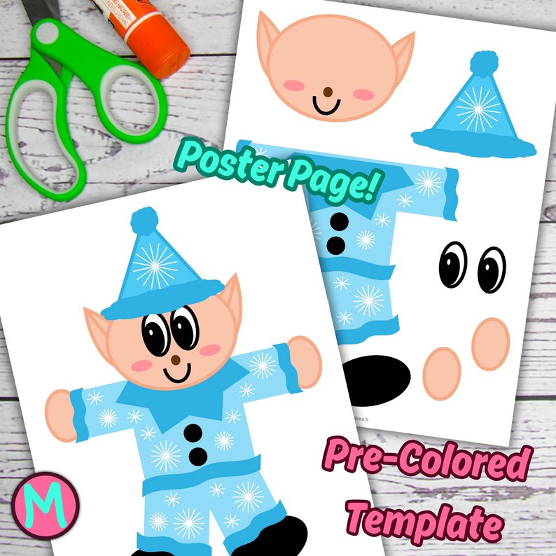 Winter Elf Craft Template: Cut & Glue Activity (PDF) - Etsy