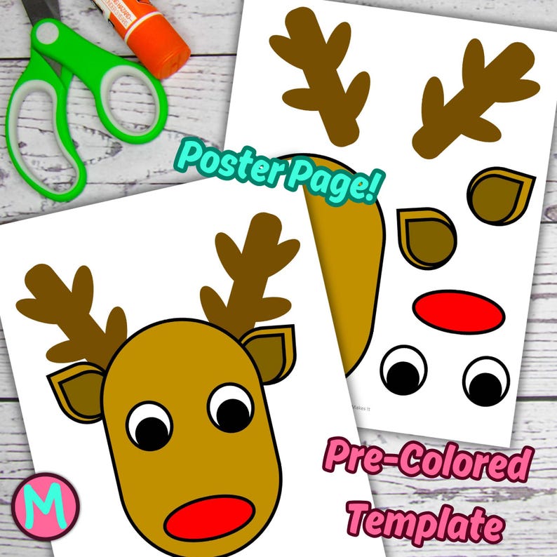 Red Nosed Reindeer Craft Template for Preschool, Simple Toddler Craft ...