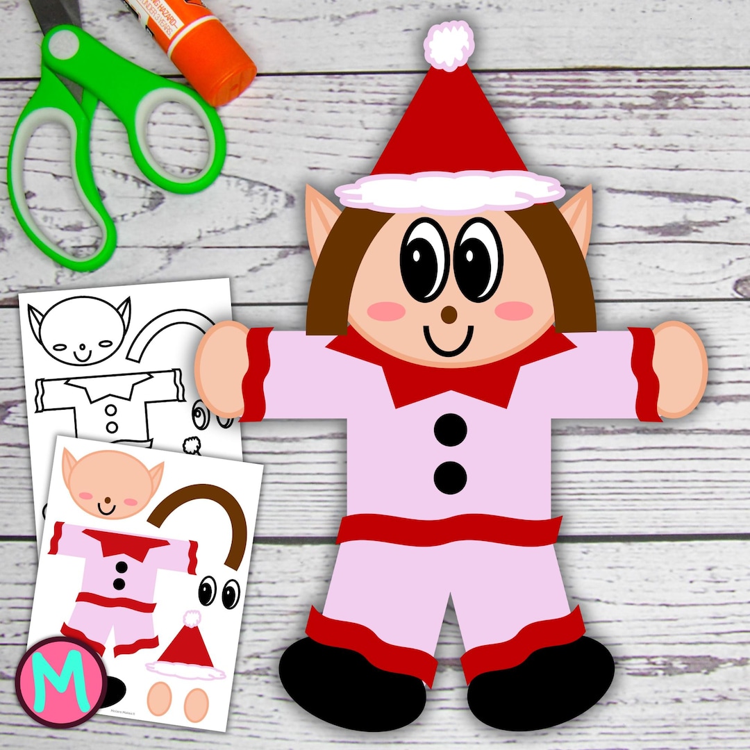 Girl Elf Craft Template, Preschool Craft Activity, Christmas Paper ...