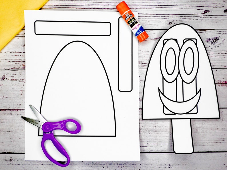Purple Popsicle Craft Template for Kids, Cut and Glue Activity ...