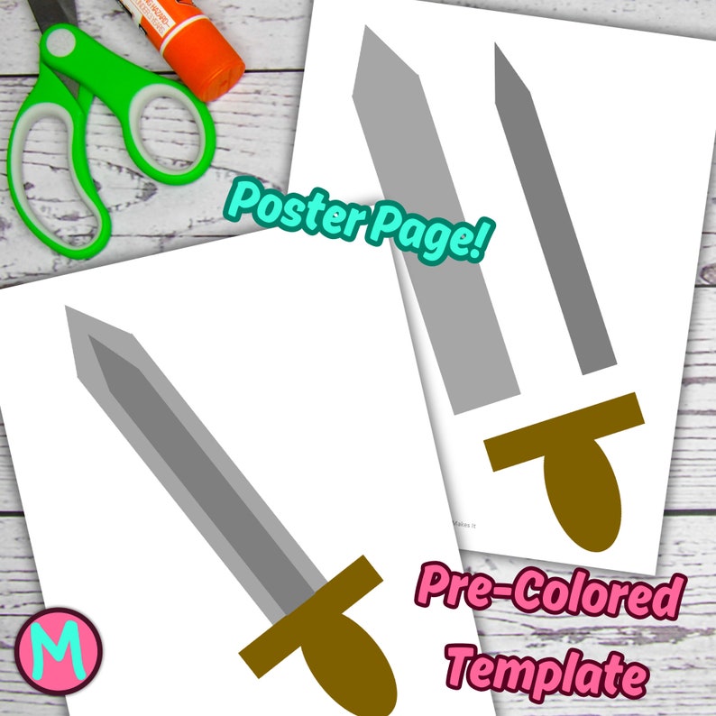 Sword Craft Template: Cut and Glue Paper Craft (PDF) - Etsy