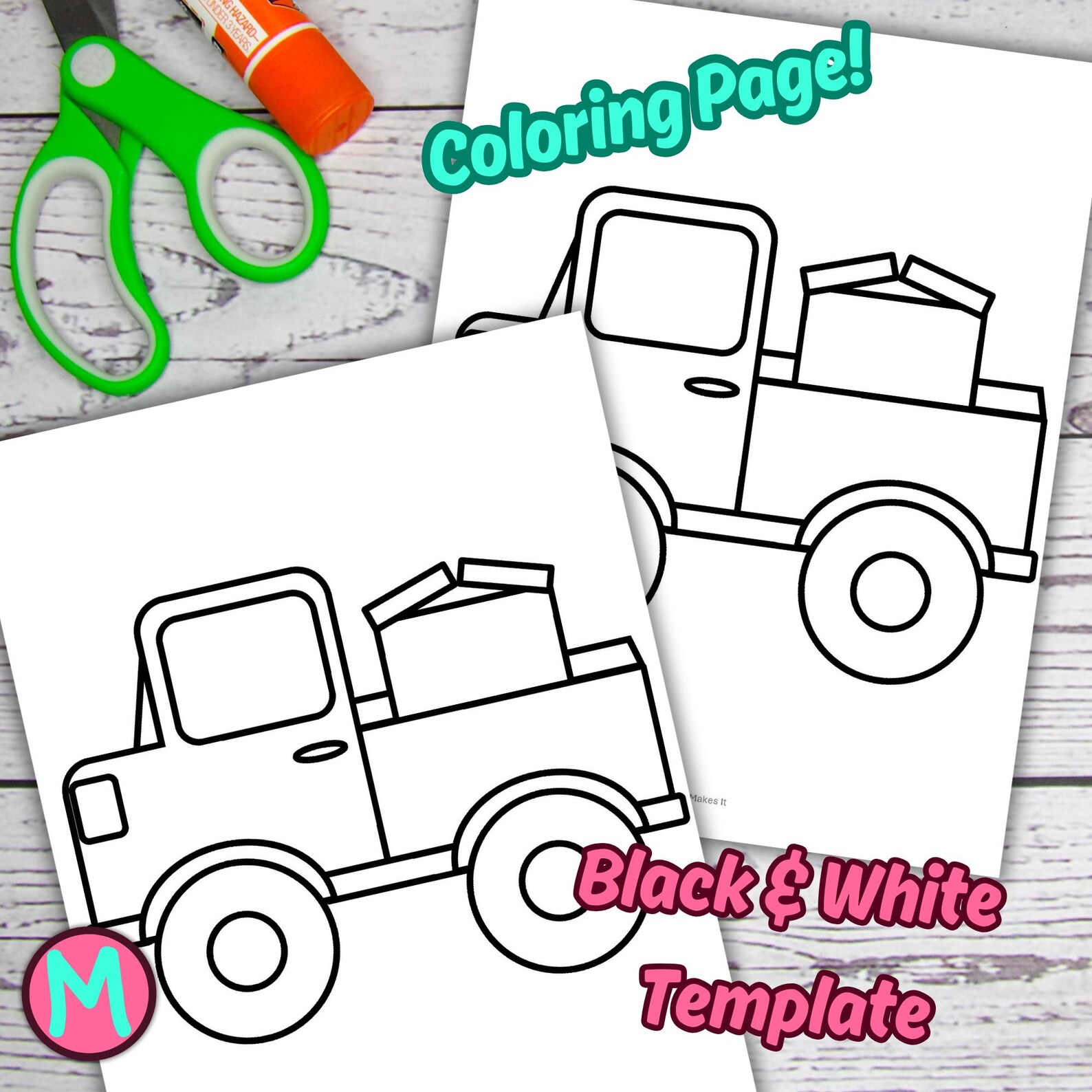 Blue Truck Craft Template: Printable Kids Cut & Glue Activity (PDF ...