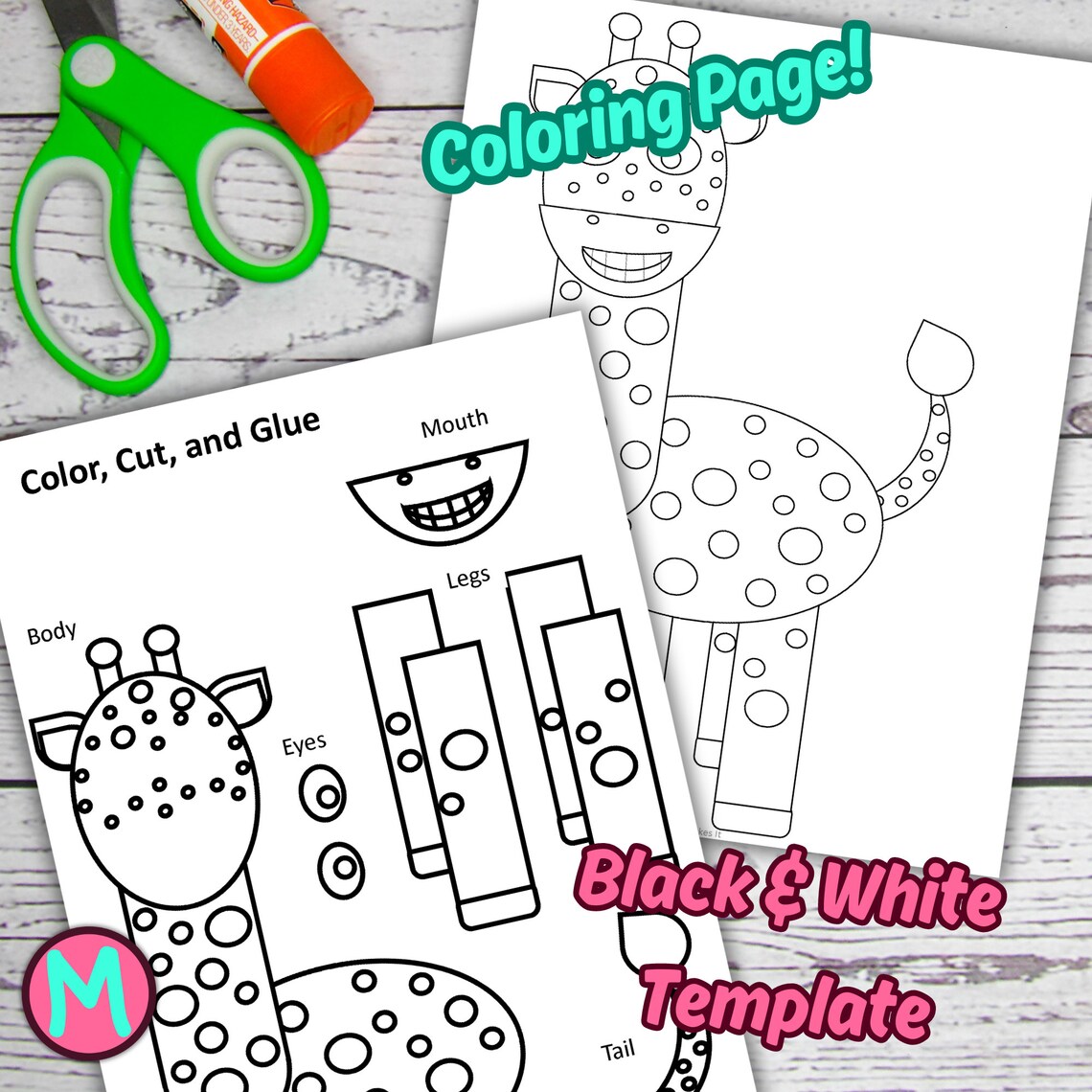 Gallant Giraffe Craft Template for Kids in Preschool, Kindergarten ...