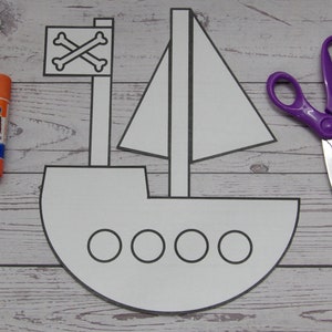 Pirate Ship Paper Craft Pattern Template for Kids in Preschool ...