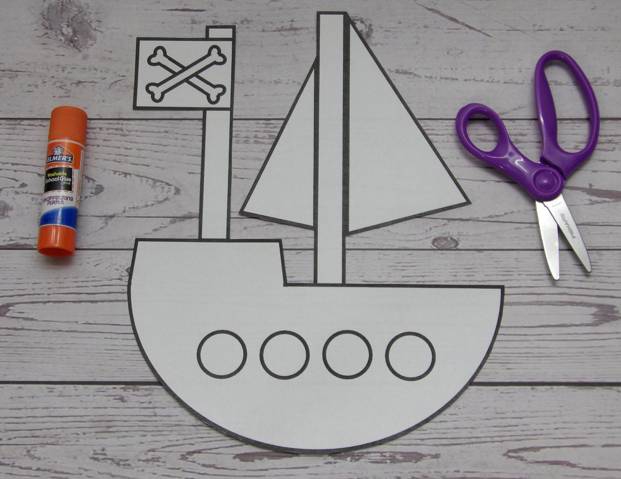 Pirate Ship Paper Craft Pattern Template for Kids in Preschool ...