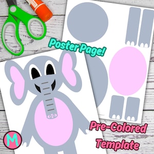 Elephant Craft Template for Kids in Preschool, Simple Elephant Cut and ...