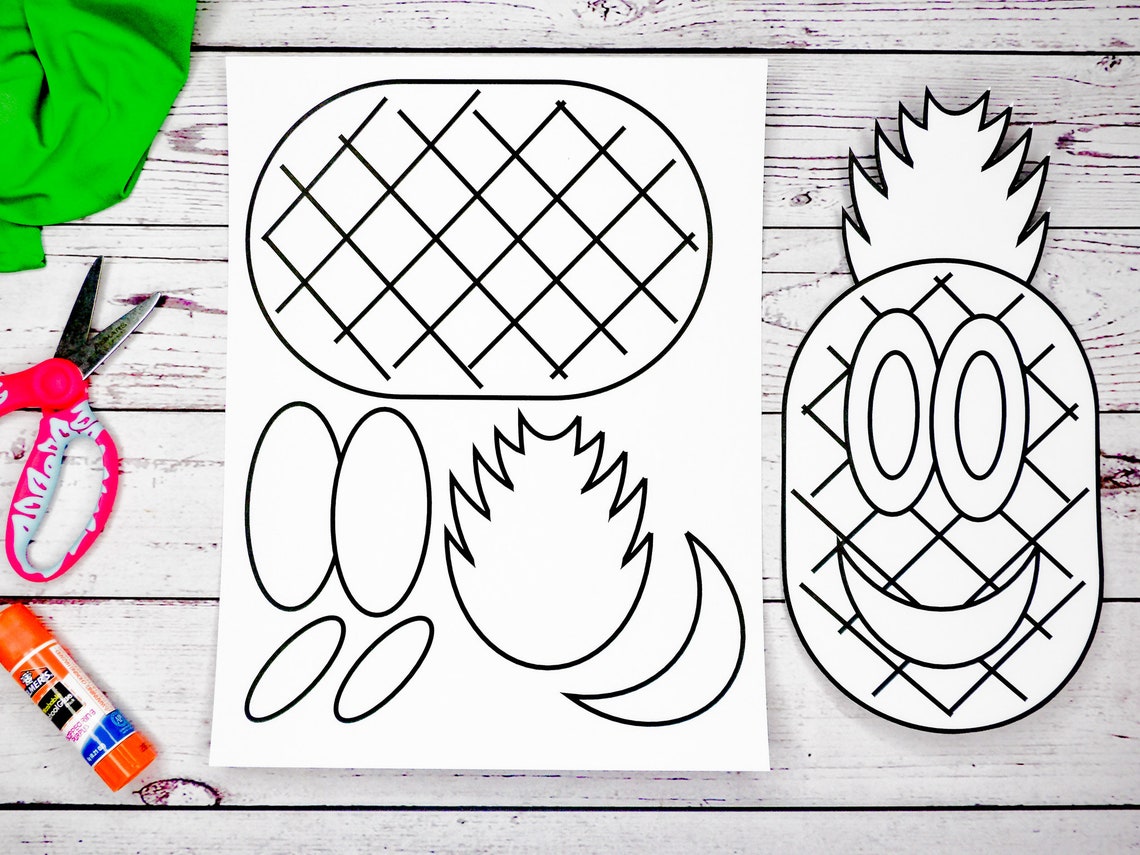 Pineapple Craft Template: Cut & Paste Activity (PDF) - Etsy