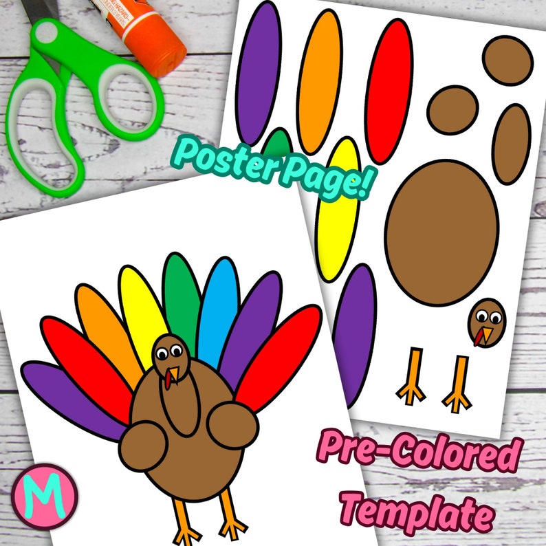Easy Turkey Craft Template for Preschool, Simple Toddler Craft ...