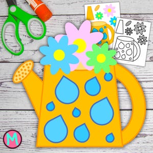 Flower Watering Can Craft Template for Kids, Simple Paper Craft, Cut ...