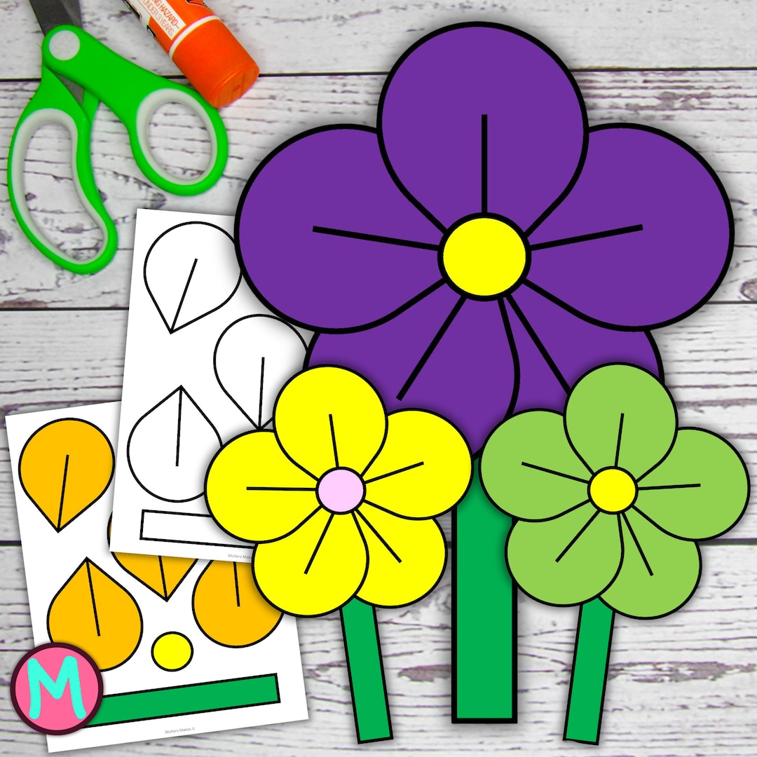 Spring Flowers Craft Template for Kids in Preschool, Kindergarten ...