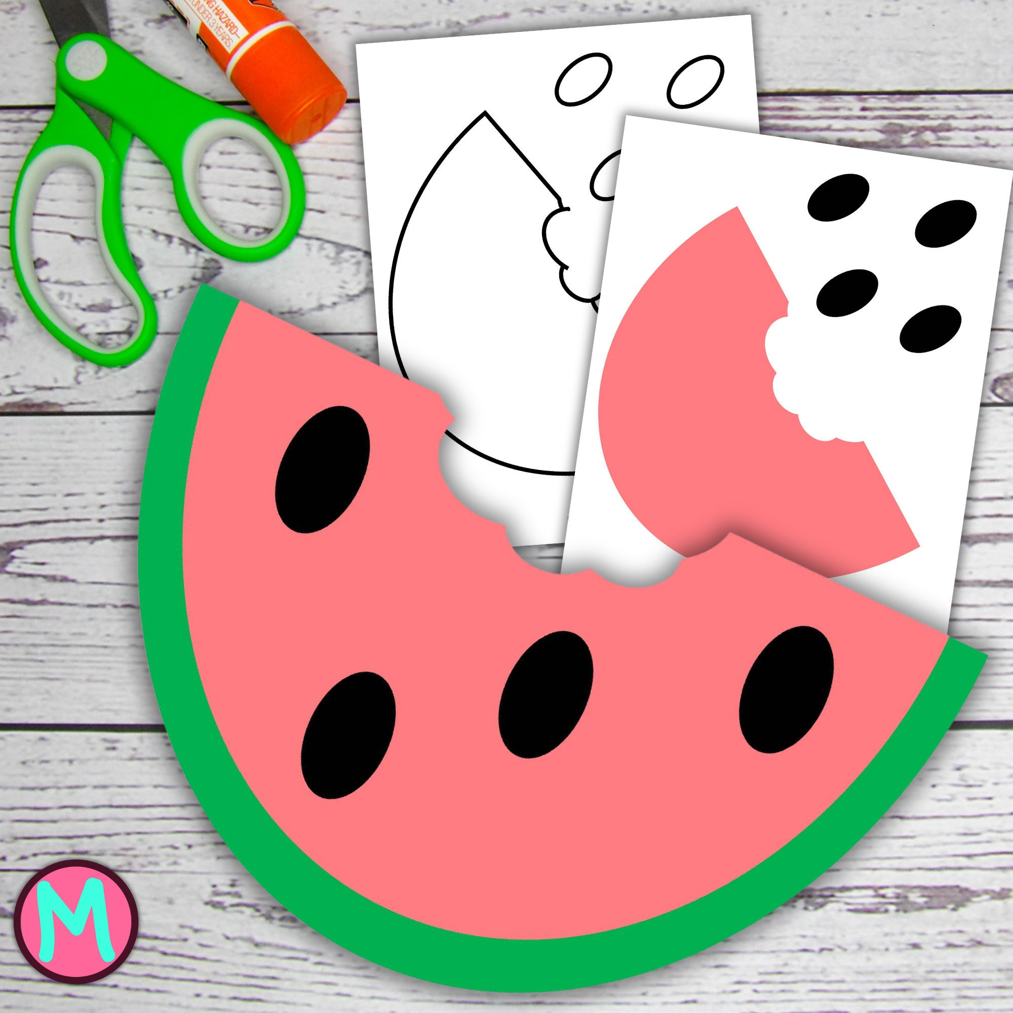 Watermelon Craft Template for Kids, Cut and Glue Craft Template ...