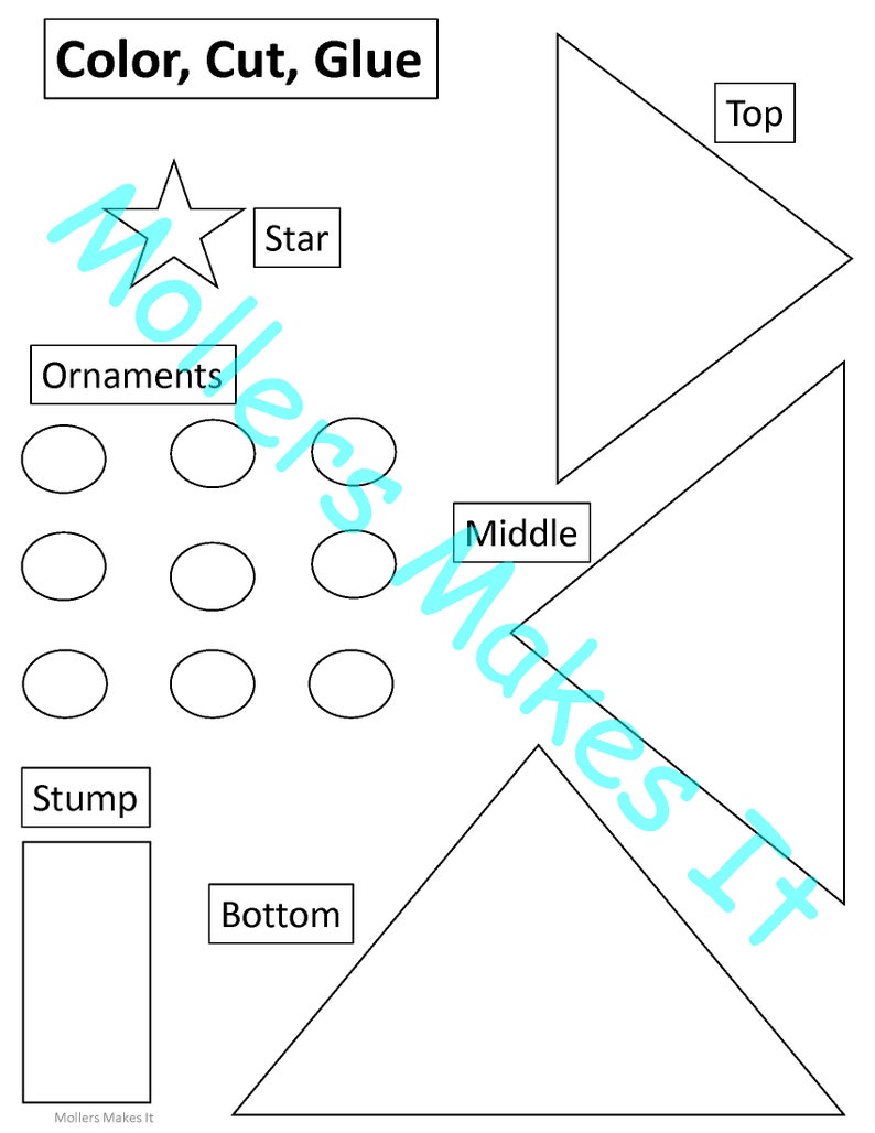 Simple Christmas Tree Craft Template for Kids Toddler, Preschool ...