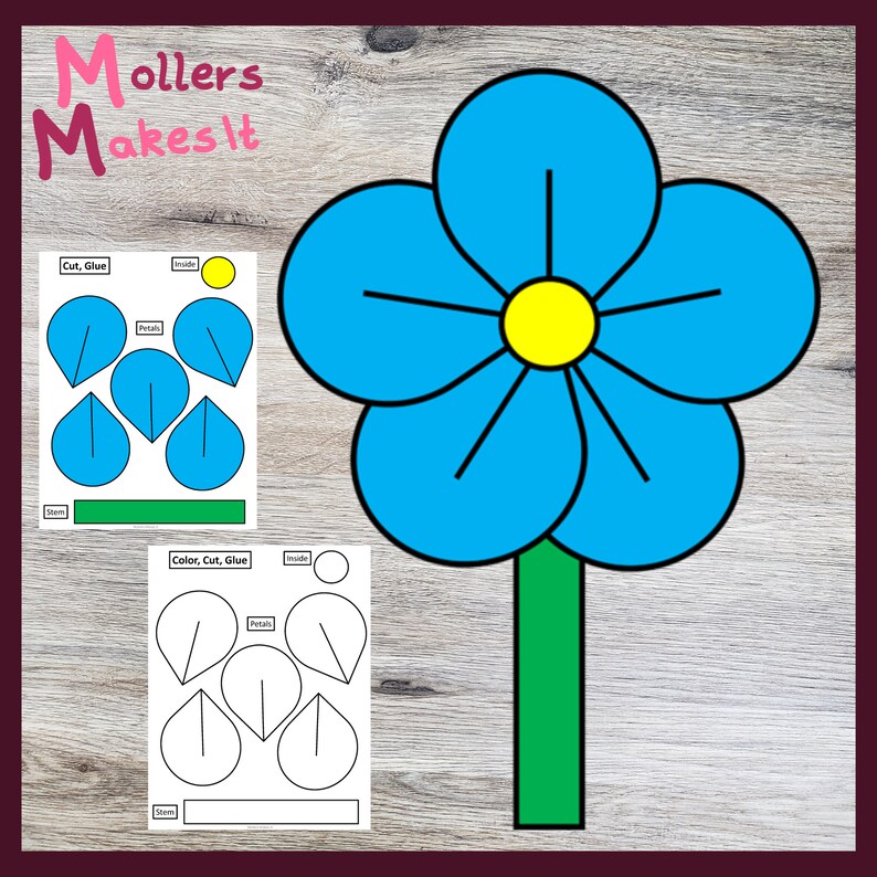 Spring Flowers Craft Template for Kids in Preschool, Kindergarten ...