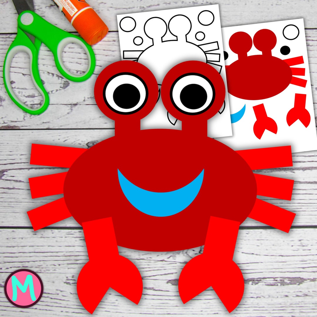 Crab Craft Template for Kids in Preschool, Kindergarten, Elementary or ...
