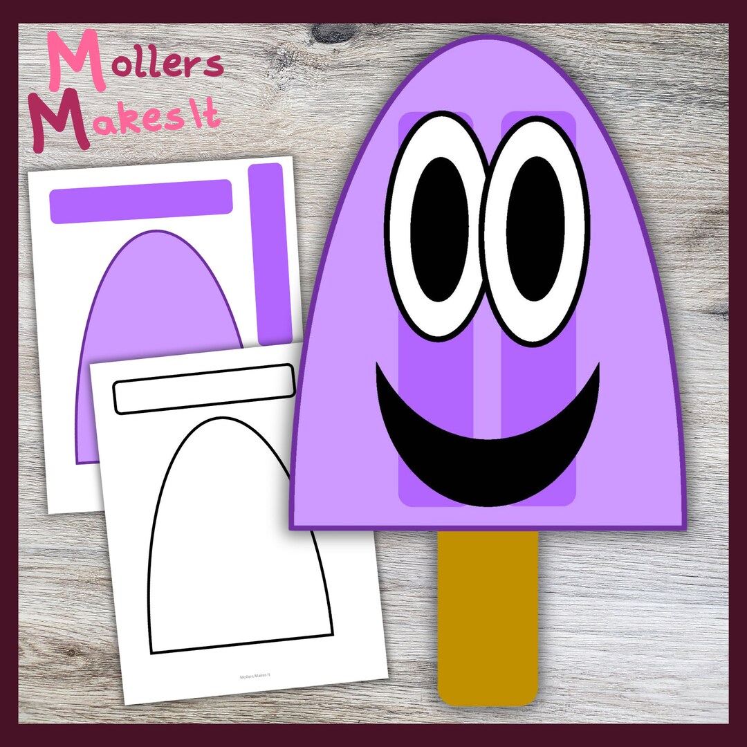 Purple Popsicle Craft Template for Kids, Cut and Glue Activity ...