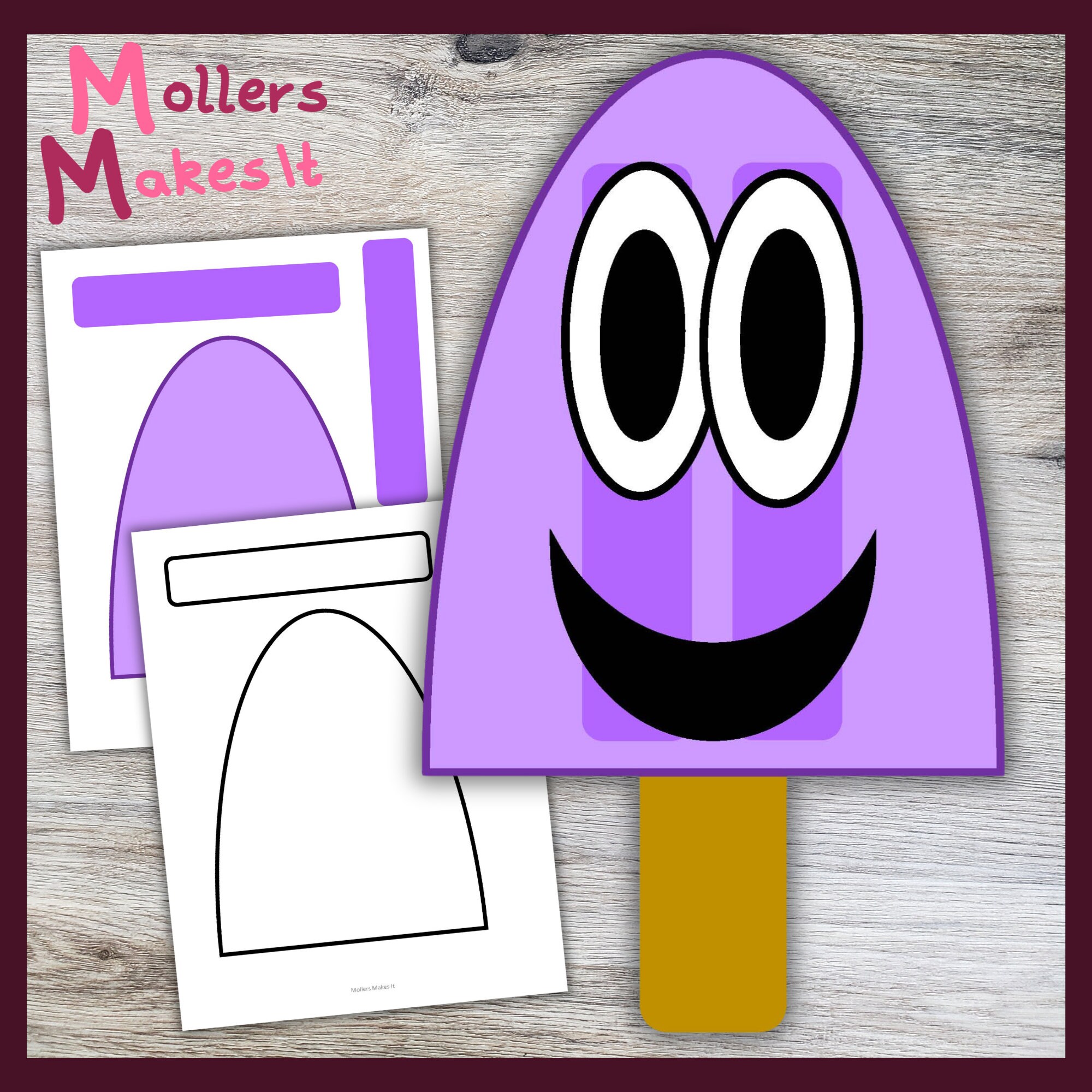 Purple Popsicle Craft Template for Kids, Cut and Glue Activity ...