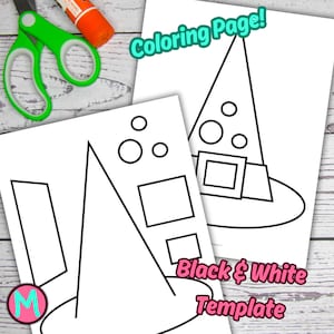 Witch Hat Craft Template for Kids, Preschool, Kindergarten, Elementary ...