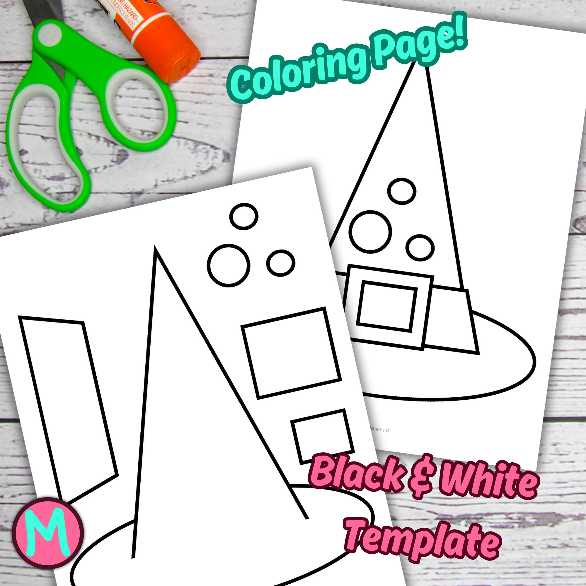 Witch Hat Craft Template for Kids, Preschool, Kindergarten, Elementary ...