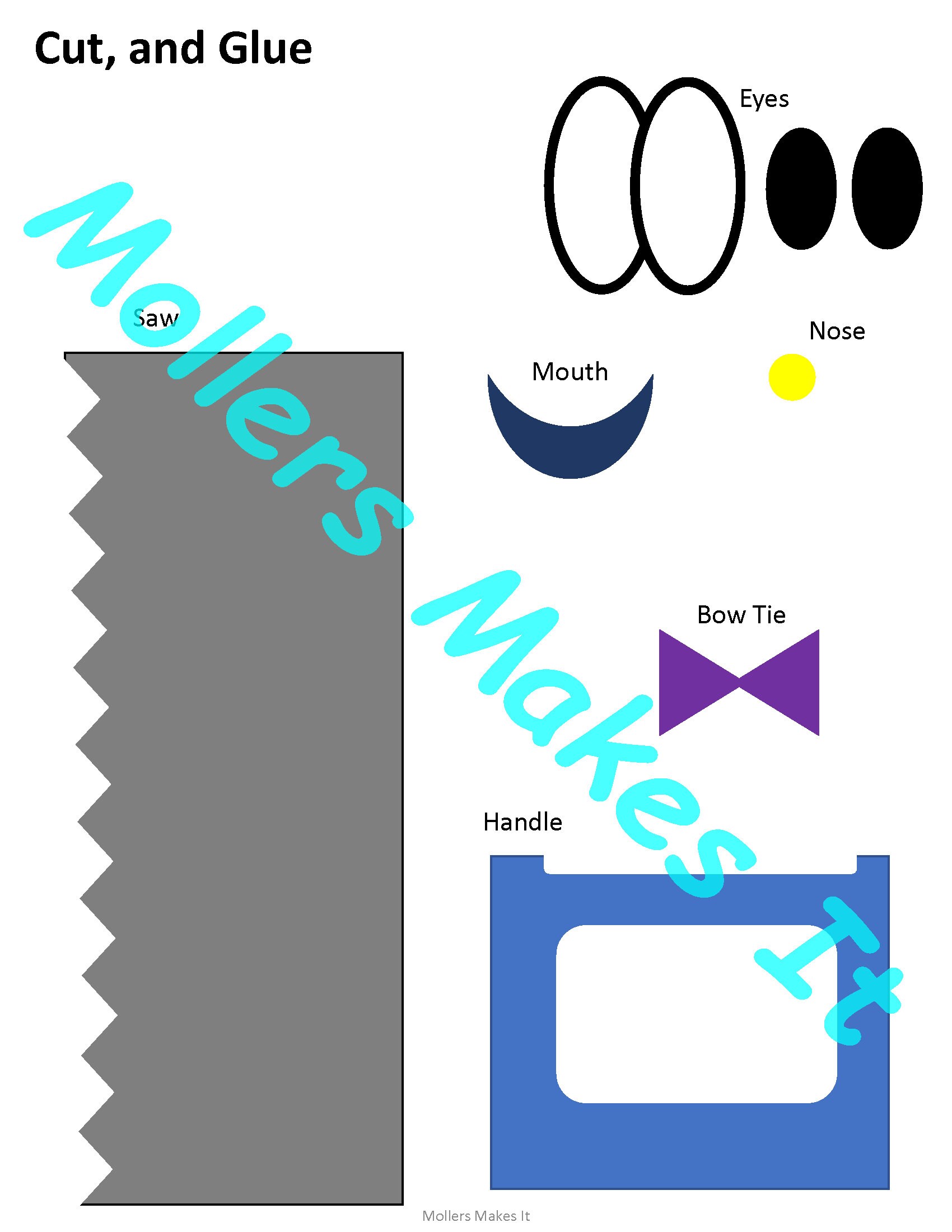 Saw Tool Paper Craft Pattern Template for Kids Preschool - Etsy