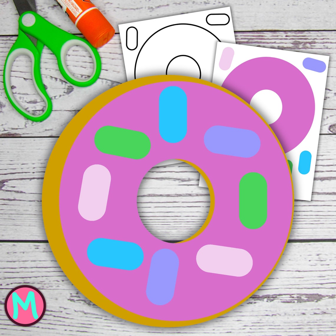 Sprinkle Donut Craft Template: Toddler Cut & Glue (PDF) - Etsy