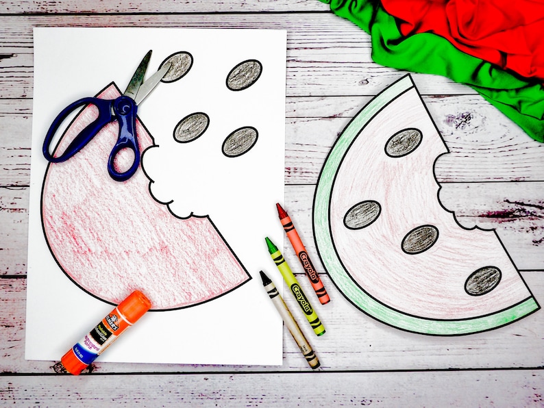 Watermelon Craft Template for Kids, Cut and Glue Craft Template ...