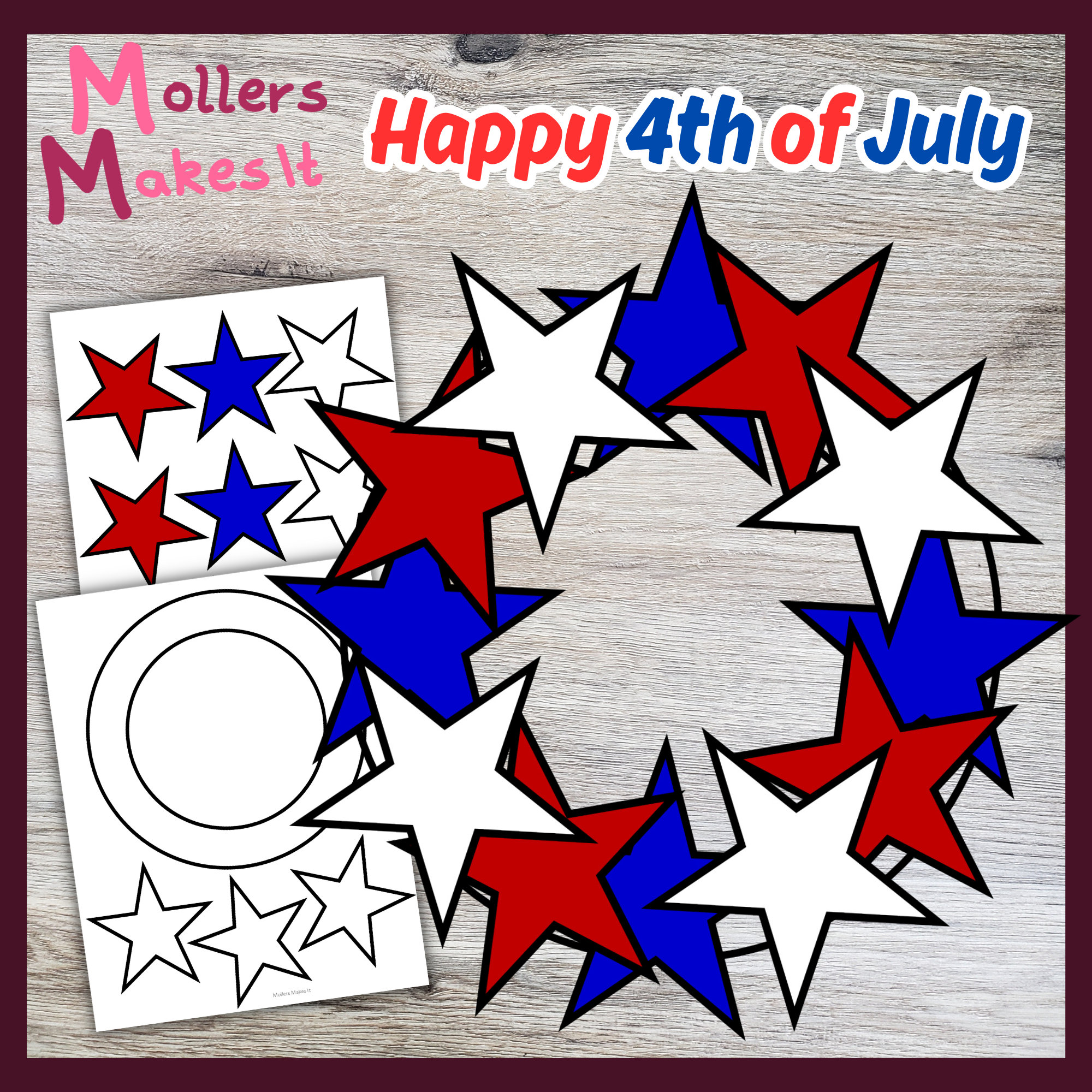 4th of July Star Wreath Craft Template for Kids in Preschool ...
