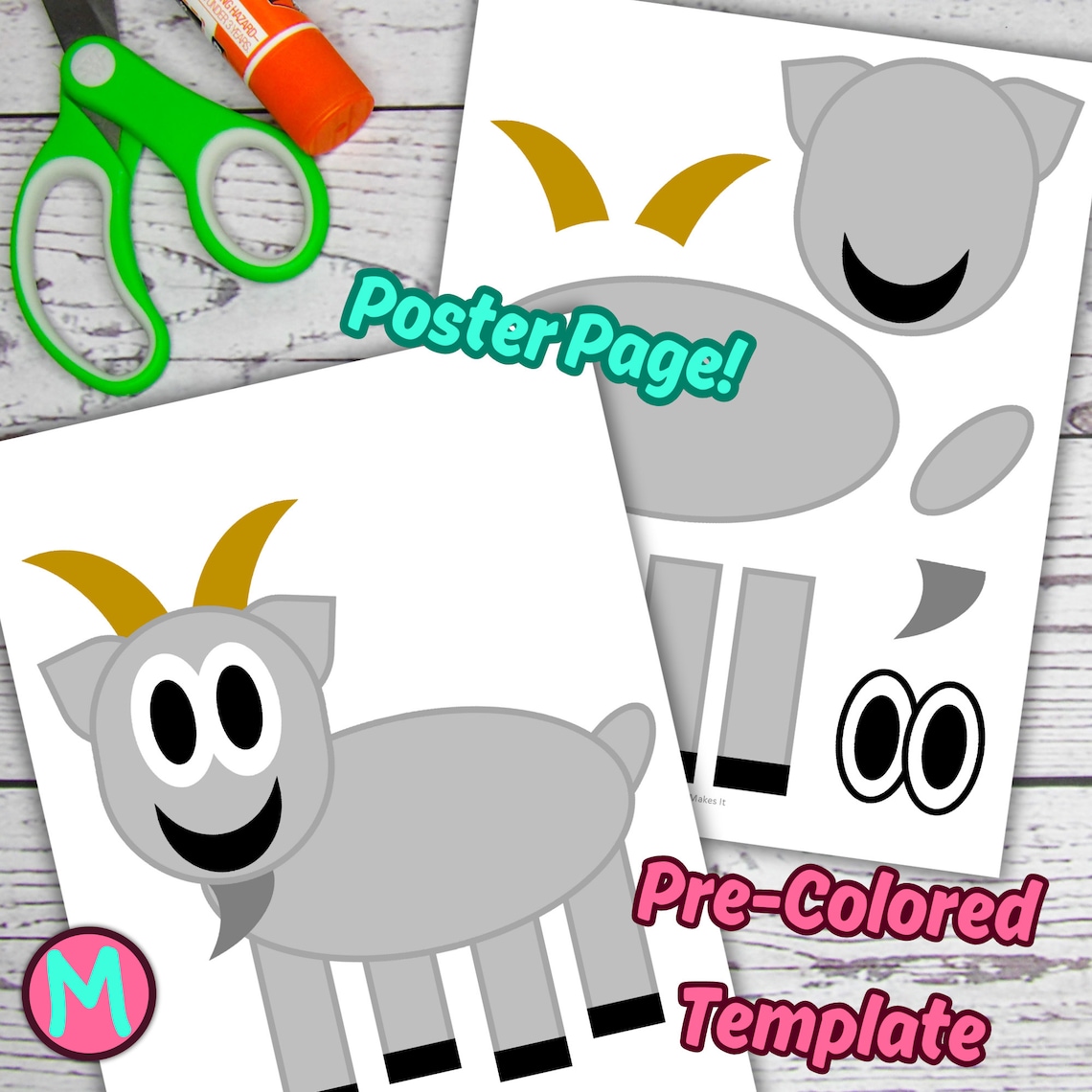 Goat Craft Template, Cut and Paste Craft for Kids, Preschool Activity ...