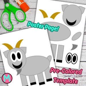 Goat Craft Template, Cut and Paste Craft for Kids, Preschool Activity ...