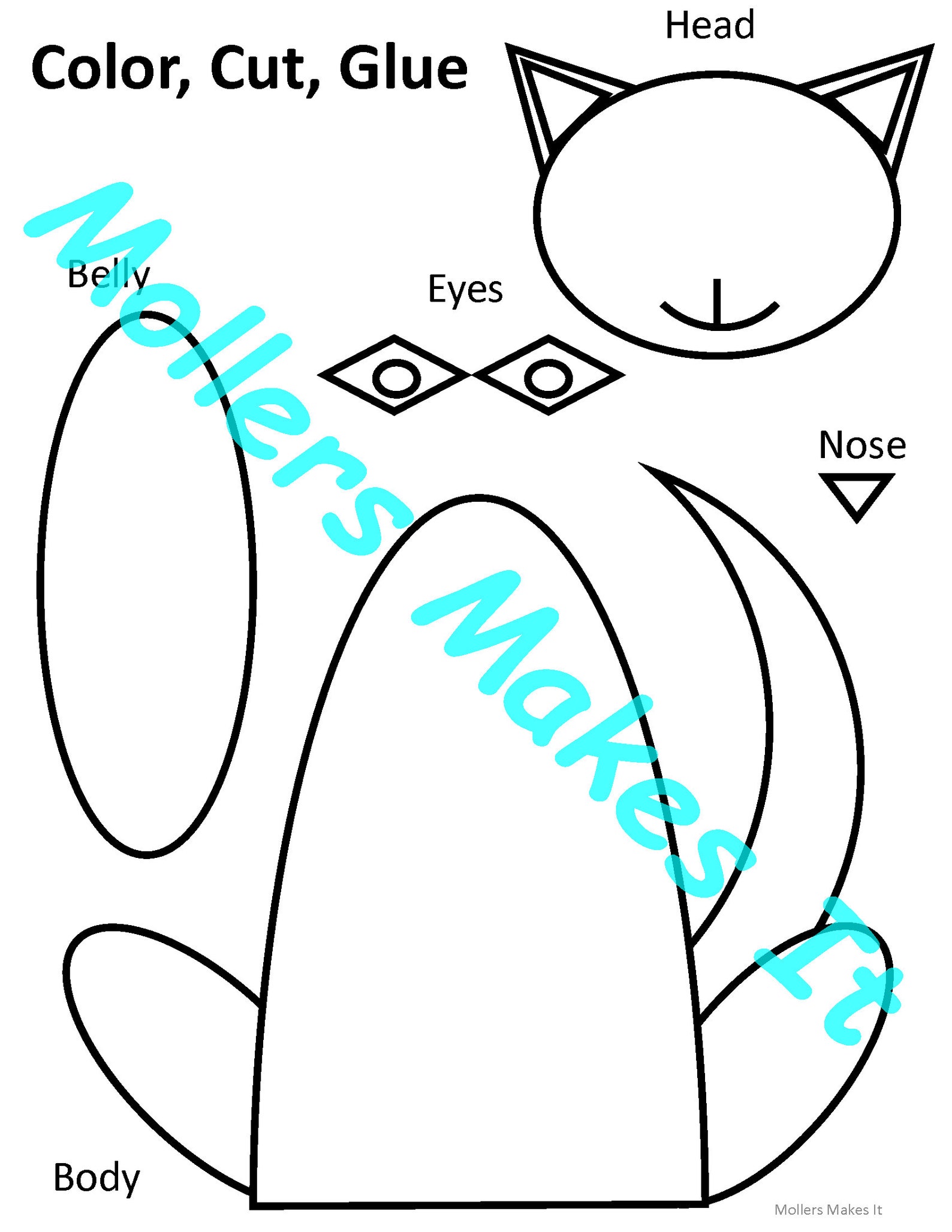 Halloween Cat Paper Craft Printable Pattern Template for Kids Preschool ...