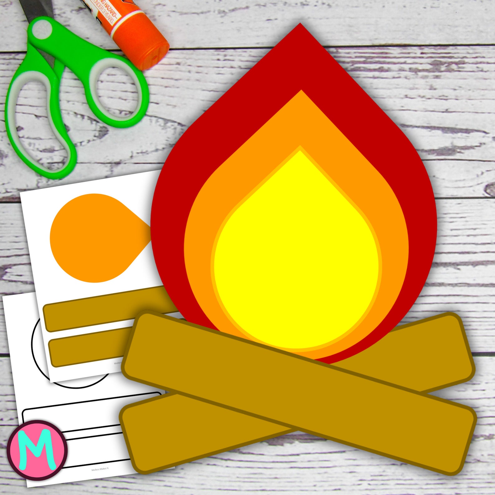 Campfire Craft Template: Cut & Paste Activity for Kids (PDF) - Etsy
