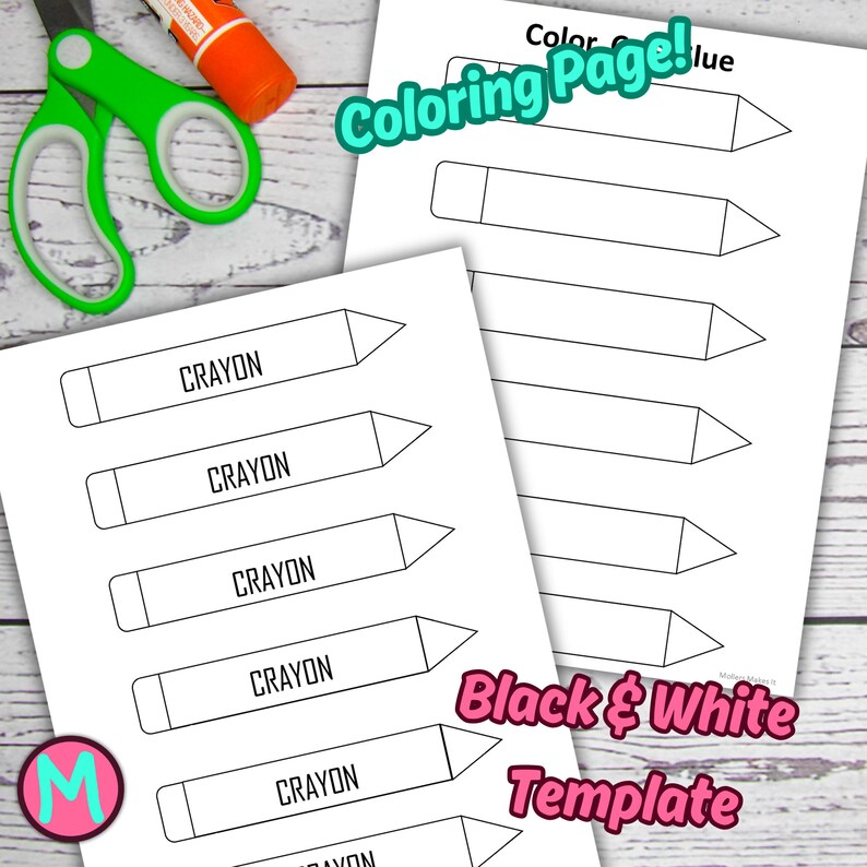Crayon Craft Template: Color Sorting Activity (PDF Download) - Etsy