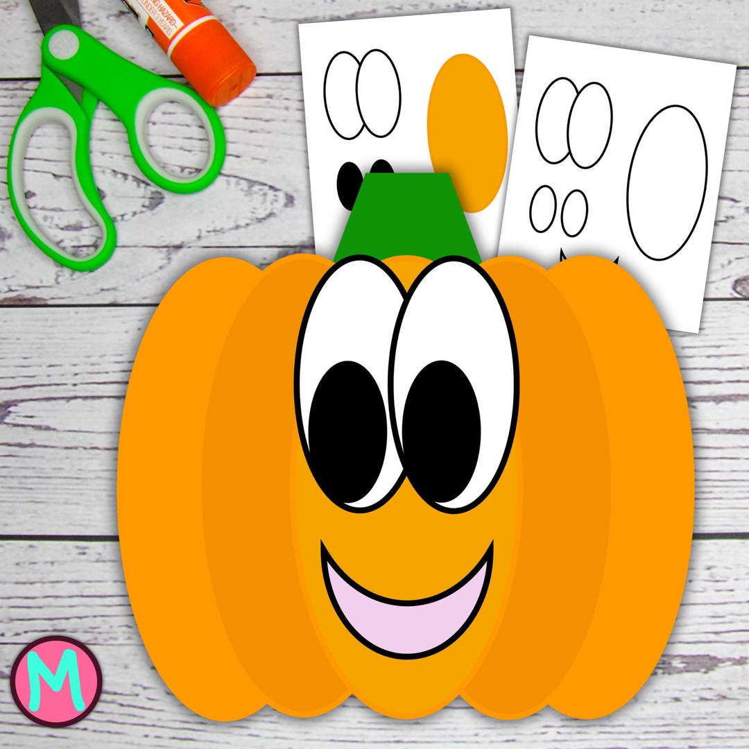 Pumpkin Craft Template: Fall Cut & Glue Paper Craft (PDF) - Etsy