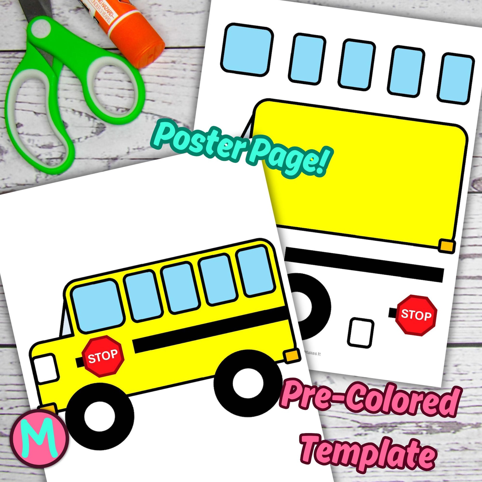 School Bus Craft Template: Back to School Cut & Glue Activity (PDF ...