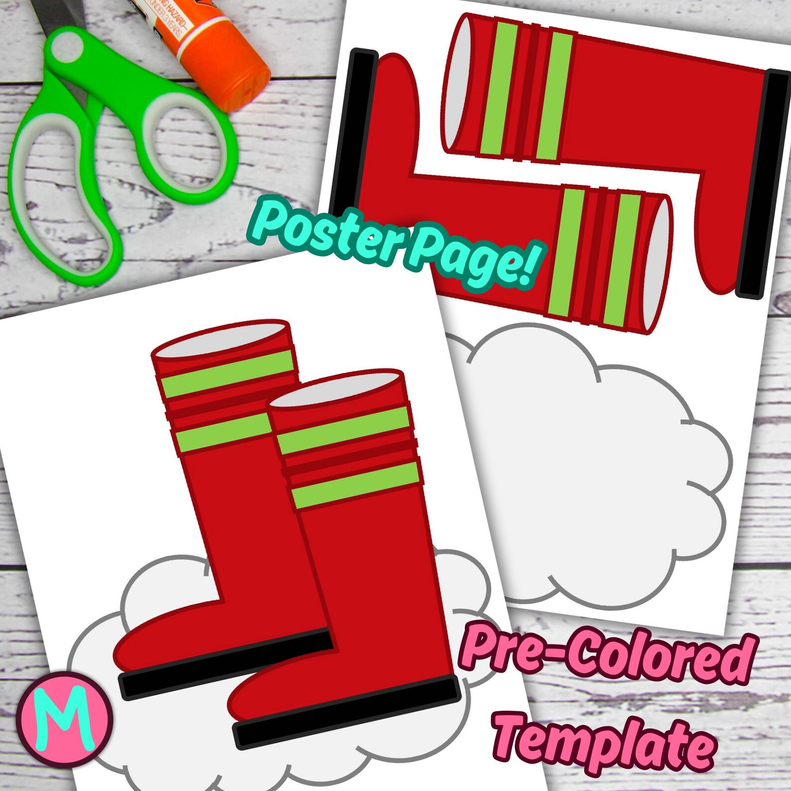 Boots in Snow Craft Template: Winter Cut & Glue Paper Craft (PDF) - Etsy