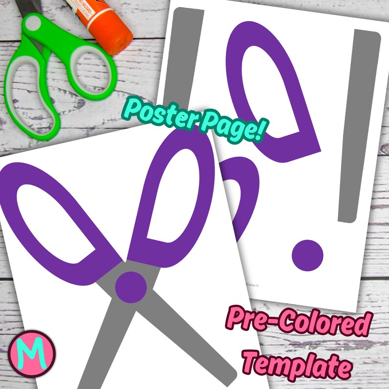 Scissors Craft Template|printable Cut and Glue Activity for Kids (PDF ...